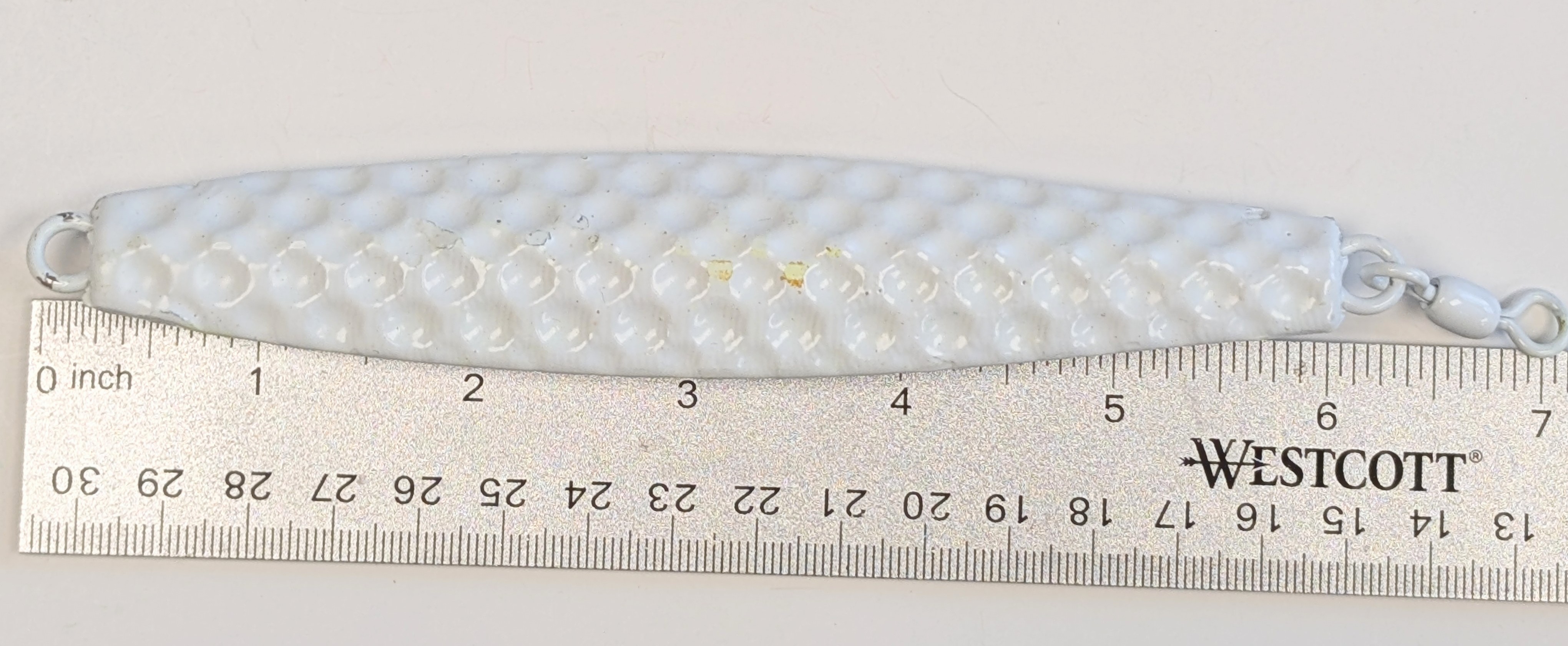 10oz Dimple Diamond Jig White Painted -CO201 - Bucktail-Lures